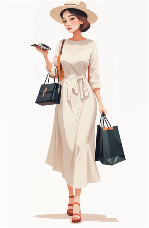 淑女风购物女孩插画2素材cnn
