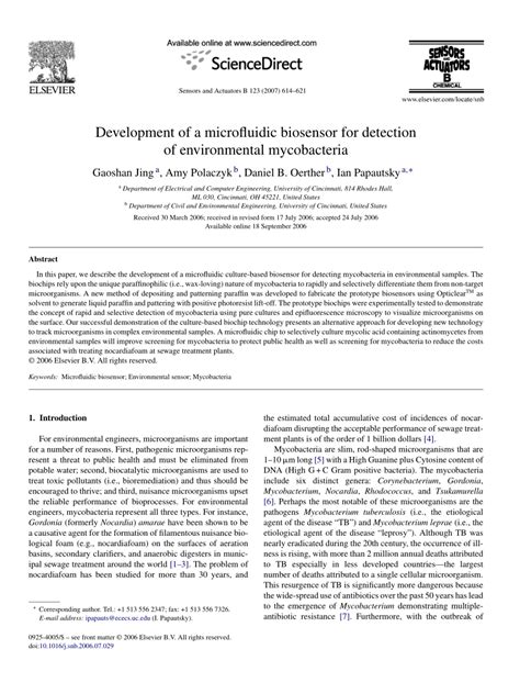 Pdf Development Of A Microfluidic Biosensor For Detection Of