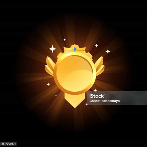 빈 라운드 황금 메달 날개 플랫 스타일 벡터 일러스트 레이 션 1위에 대한 스톡 벡터 아트 및 기타 이미지 1위 검은색 경기 스포츠 Istock