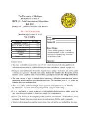 EECS 281 F13 Midterm Practice Solutions The University Of Michigan