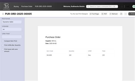 Dynamic Column Print Format In Frappe Using Users Gridview Preferences Customization Frappe