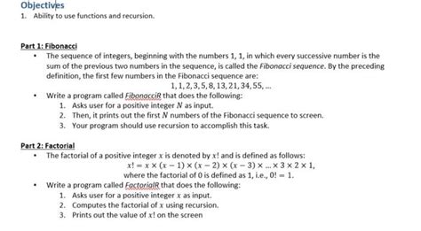 Solved Objectives 1 Ability To Use Functions And Recursion
