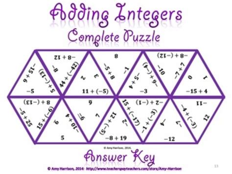integer operations puzzle bundle fun math activity by amy harrison