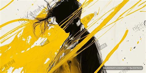 Ai创作图黄色水墨线条 线条泼墨装饰画 黄色水墨图 泼墨线条 黄色水墨元素 炫彩墨笔刷人物插画 线条水墨金色画 黄色水墨素材 抽象艺术金色水墨