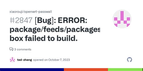 Bug Error Packagefeedspackagessing Box Failed To Build · Issue