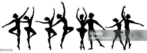 벡터 사람들 발레 커플 발레 댄서 아이콘입니다 댄스 커플 실루엣 세트 남자와 여자가 발레 춤을 추고 있습니다 고립 된 벡터 일러스트 레이 션 20 29세에 대한 스톡 벡터