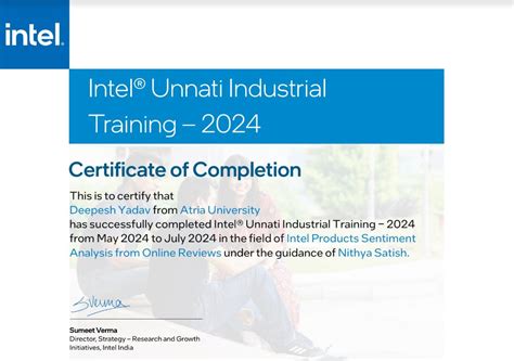 Deepesh Yadav On Linkedin Intelunnati Industrialtraining