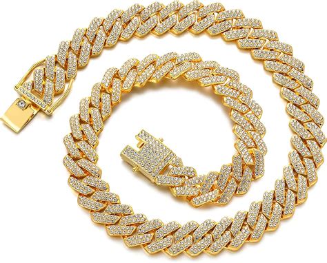 Junvirtuous Cuban Link Chain Mens Iced Out Miami Cuban Necklace Silver