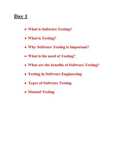 day 1 manual testing pdf software testing software bug