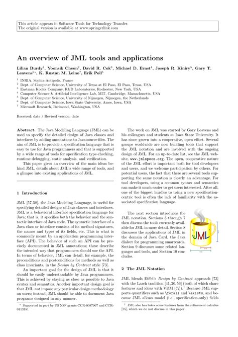 PDF An Overview Of JML Tools And Applications