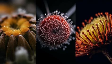 Premium Ai Image Yellow Flower Head Magnified Revealing Organic Molecular Structure Underwater