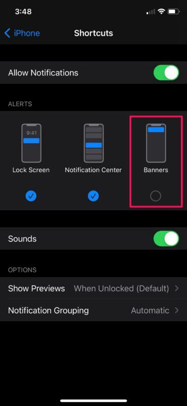 How To Disable Shortcut Banner Notifications On Iphone Ipad