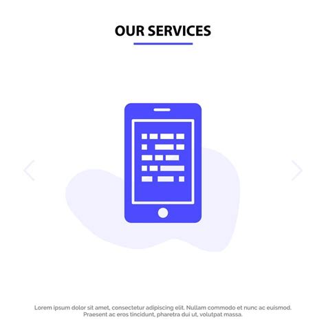 Our Services Mobile Read Data Secure E Learning Solid Glyph Icon Web Card Template 17988082