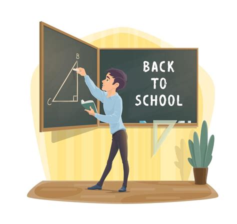 Pupil At Geometry Lesson Class Blackboard 16121371 Vector Art At Vecteezy