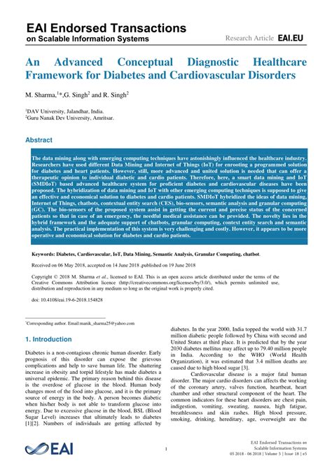 Pdf An Advanced Conceptual Diagnostic Healthcare Framework For Diabetes And Cardiovascular