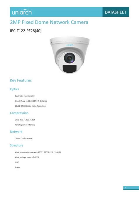 Uniview 2mp IP Dome Camera IPC T122 PF28 At 3000 Piece IP Dome Camera In Srinagar ID