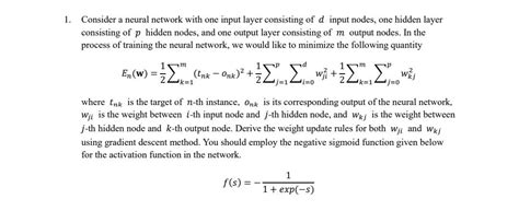 1 Consider A Neural Network With One Input Layer