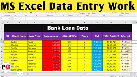 Ms Excel Bank Loan Data Entry Ms Excel Data Entry Work In Hindi