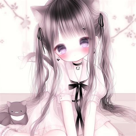 Premium Photo Anime Girl With Long Hair And A Cat Ears Sitting On The
