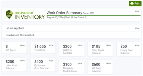 Tutorial Work Order Reports Treeplotter Support