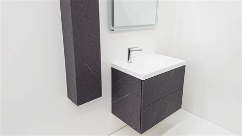 Тъмно сив влаго и водоустойчив шкаф за баня от Pvc с бяла мивка Youtube