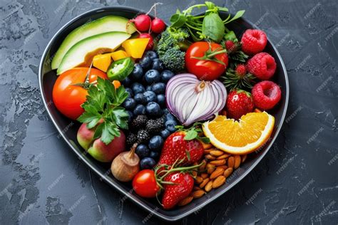 Heart Healthy Diet With Fruits Vegetables And Low Cholesterol Premium