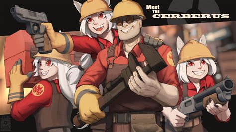 Edzactly Cerberus Helltaker Engineer Tf2 Red Engineer Tf2 Helltaker Team Fortress 2