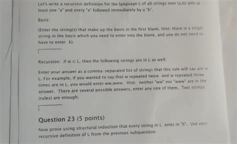 solved let s write a recursive definition for the language l
