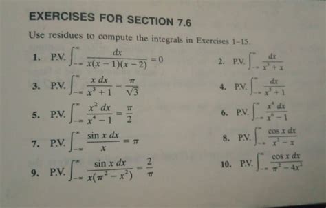 solved exercises for section 7 6 use residues to compute the