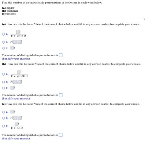Solved Find The Number Of Distinguishable Permutations Of