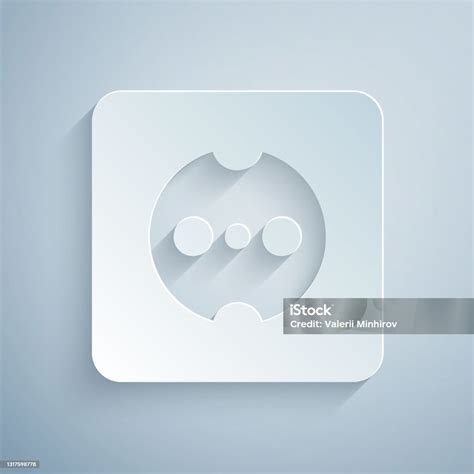 용지는 회색 배경에 격리된 전기 콘센트 아이콘을 잘라냅니다 전원 소켓 로제트 기호 종이 아트 스타일 벡터 3차원 형태에 대한 스톡 벡터 아트 및 기타 이미지 Istock