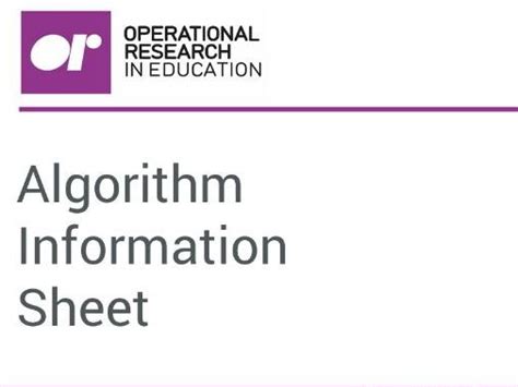 Algorithm Info Pack Teaching Resources