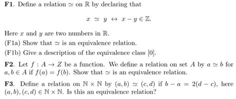solved f1 define a relation on r by declaring that here r