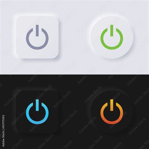 Power Button Icon Set Multicolor Neumorphism Button Soft Ui Design For