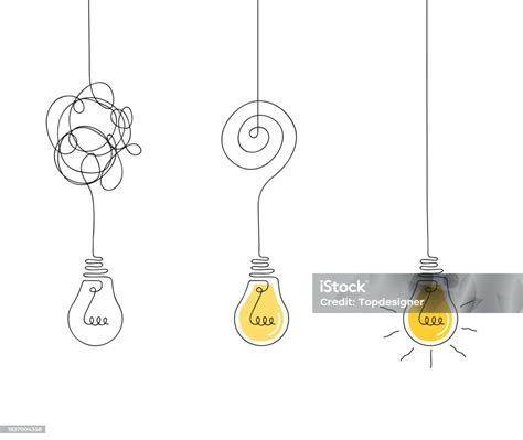 straight wire and tangled and scribble wires with light bulbs in one