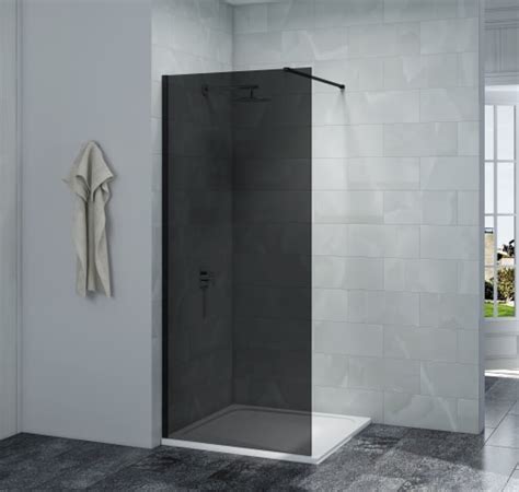 Nexa By Merlyn 8mm Black Tinted Frameless Wet Room Shower Screen Only