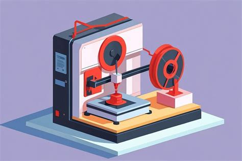 3d Printer Creating Model In Technology Lab Vector Illustration