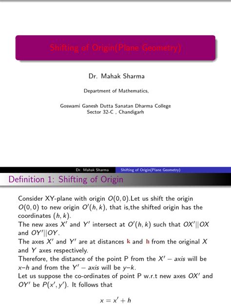 1 Shifting Of Origin File 1 Pdf Cartesian Coordinate System Equations