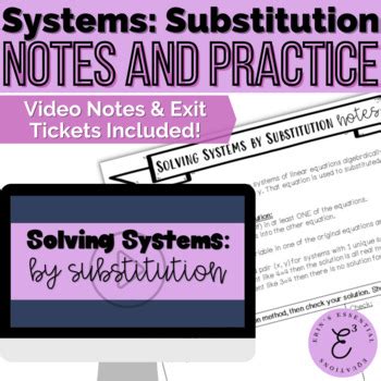 Solving Systems By Substitution Notes And Practice TPT