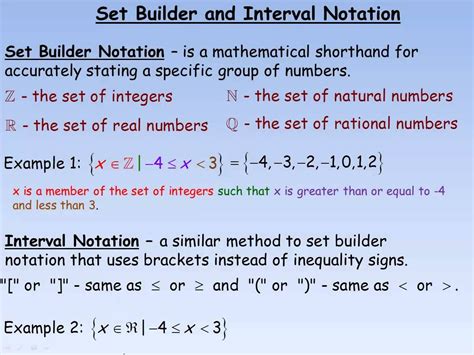 Set Builder Interval Notation Methods Of Describing Sets