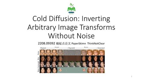 【点论文】231 Cold Diffusion Inverting Arbitrary Image Transforms Without Noise Youtube