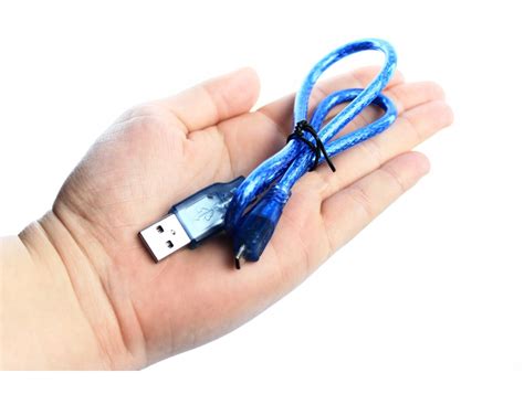 Cabo Micro Usb Blindado 50cm Para Arduino Leonardo Micro Due E Raspberry Pi Azul Usinainfo
