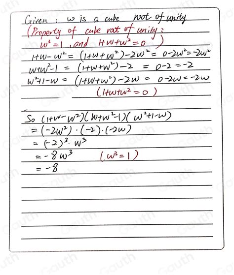 Solved If ω is a complex cube root of unity then determine the value of omega omega