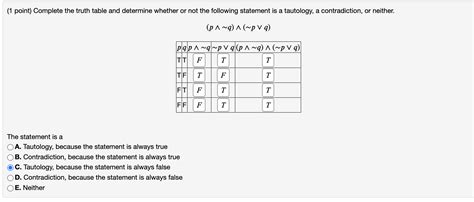 Solved Pq Pq The Statement Is A A Tautology Chegg Com