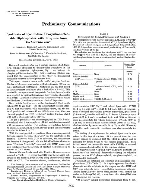 Pdf Synthesis Of Pyrimidine Deoxyribonucleoside Diphosphates With Enzymes From Escherichia Coli