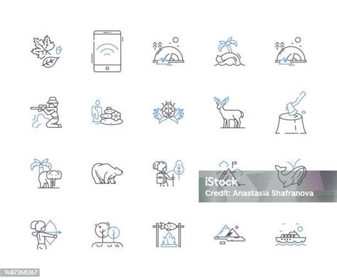 오션 크루즈 라인 아이콘 컬렉션입니다 모험 휴식 럭셔리 흥분 탐험 로맨스 평온 벡터 및 선형 그림 아름다움 평온 장엄한 개략 표시 세트 강렬하고 밝은 색상에 대한 스톡 벡터