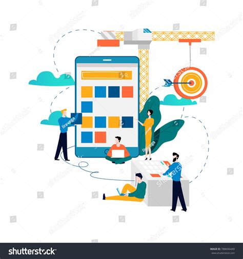 Mobile Application Development Process Flat Vector Stock Vector Royalty Free 788696449