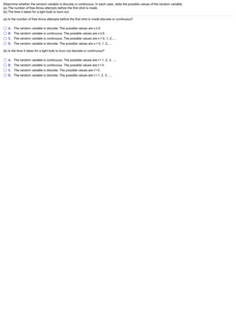 Solved Determine Whether Random Variable Is Discrete Or