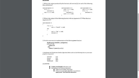 Solved Recursion 1 What Is The Output Produced By The