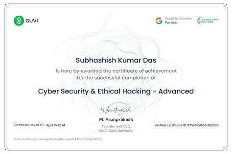 Subhashish Kumar Das On Linkedin Cybersecurity Ethicalhacking Guvi